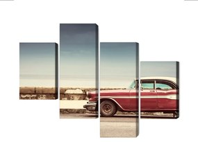 Vícedílný obraz Staré Americké Retro Auto Nedostatek Nedostatek Přírodní plátno 240x150