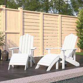 Zahradní křesla Adirondack 2 ks s podnožkami HDPE bílá 3095696