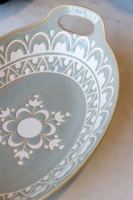 Porcelánová šedá zapékací miska Arés Ramekin s úchyty – 27,5*16*4,5 cm