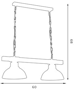 Lustr na řetězu HAKON 2xE27/60W/230V patina