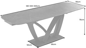 Roztahovací keramický stůl Vallerina 180-220-260 cm grafit