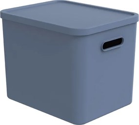 Rotho Úložný box, rovný s víkem, 27l, modrá ALBU LIGHT, 37x29x30