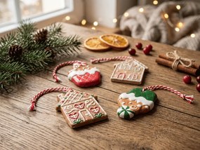 Sada 4 ks vánočních ozdob WINTER SWEETS 6 cm