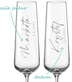 Svatební skleničky na sekt Calligraphy style, 2 ks