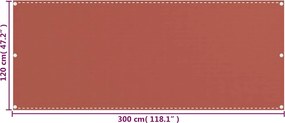 Balkonová zástěna terakota 120 x 300 cm HDPE 310952
