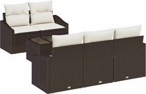 Set pohovek 6 ks Hnědá a krémová polyratan 3346598