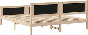 Rám postele s čelo Černá 160 x 200 cm Masivní borové dřevo 3394280