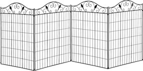 Outsunny zahradní plot sada 4 ks Dekorativní kovový plot, 365x112cm, pro balkon a zahradu, černý| Aosom