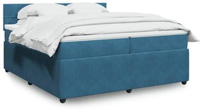 Box spring postel s matrací modrá 200 x 200 cm samet 3290134