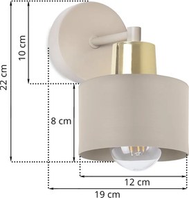Nástěnné svítidlo Panta 1, 1x béžové kovové stínítko, g