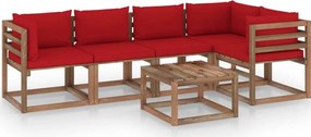 vidaXL 6dílná zahradní sedací souprava z palet s poduškami borovice [3067455] Barva: Červená