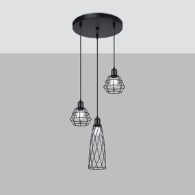 Závěsné svítidlo SOLLUX SUBA 3P černé E27 3x15W bez žárovky SL.1166