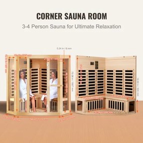 Far Infrared Wooden Sauna Room Domácnost Sauna Spa pro 3 až 4 osoby 2470 W