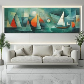 Obraz na plátně - Plachetnice na klidném moři, abstrakce FeelHappy.cz Velikost obrazu: 60 x 20 cm