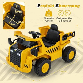Costway Dětské elektrické auto Caterpillar 12 V skládací sklápěč s pískovou