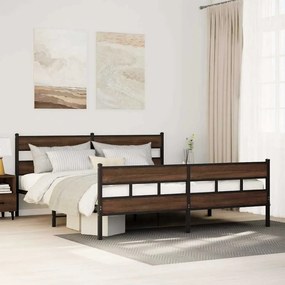 Kovový rám postele bez matrace hnědý dub 183 x 213 cm 3308479