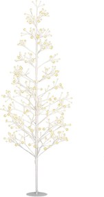 HOMCOM Umělý vánoční stromek 180 cm s 384 teplobílými LED světly, flexibilní větve, ocelový podstavec, bílý