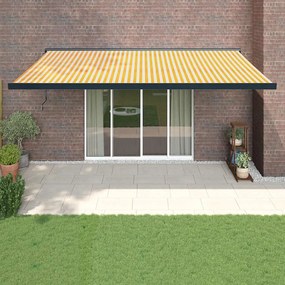 Zatahovací markýza žlutá a bílá 5 x 3 m textil a hliník 3154610