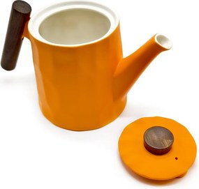 Porcelánová konvice s dřevěnou rukojetí Clementine, 1,2 l – oranžová, s matným povrchem