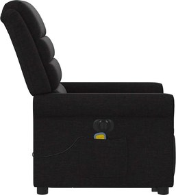 Elektrické zvedací masážní polohovací křeslo černé textil 3303346