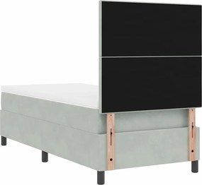 Postel s boxspringem s čelo Světle šedá 100 x 200 cm samet 3339812