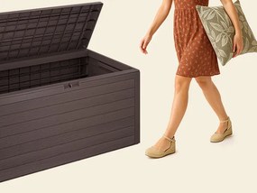 Zahradní úložný box Woody 280L hnědý dekor dřeva voděodolné