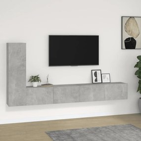 3dílný set TV skříněk betonově šedý kompozitní dřevo 3114321