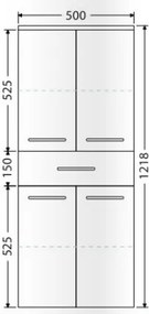 Intedoor střední skříň,1 zásuvka,4 dveře, UNI SS 122/50 1Z 4D Varianta: A4536 Oriental White MAT