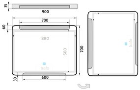 Nimco LED zrcadlo 900x700 s dotykovým senzorem ZP 22019V
