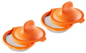 Sada 2 oranžových silikonových formiček na ztracená vejce Lékué Pouched