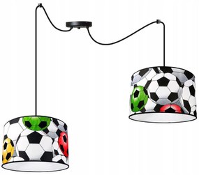 Dětské závěsné svítidlo Soccer Spider, 2x textilní stínítko se vzorem, (výběr ze 2 barev konstrukce)