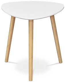 AUTRONIC Stůl konferenční 40x40x40 cm,  MDF bílá deska,  nohy bambus přírodní odstín