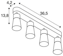 SLV 1008350 Puri 2.0 Cone, bílé nástěnné/stropní svítidlo 4xGU10, délka 36,5cm