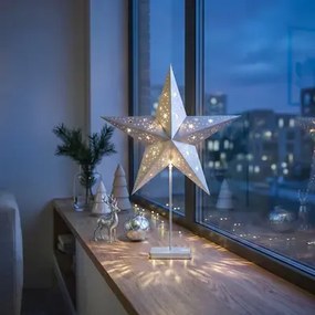 Solight LED vánoční hvězda stolní stříbrná / 10x LED / 3x AA / časovač
