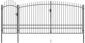 Zahradní plotová brána s hroty 5 x 2,45 m černá