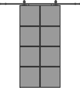 Posuvné dveře se sadou kování černé 102,5x205 cm Tvrzené sklo 3375897