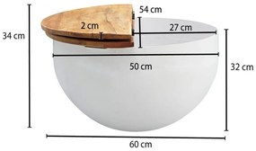 Bruxxi Konferenční stolek Gola, 60 cm, masiv mango / bílá