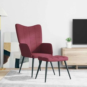 Relaxační židle se stoličkou vínová textil 327960