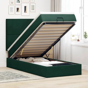 Osmanský rám postele s matracemi tmavě zelené 100x200cm samet 3314231