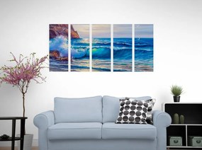 5-dílný obraz mořské vlny na pobřeží Varianta: 200x100