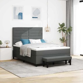 Postel s boxspringem s čelo Tmavě šedá 140 x 200 cm textil 3343996