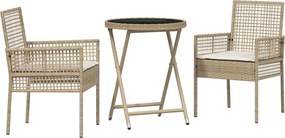 Zahradní bistro set 3 ks Béžová polyratan 3334966