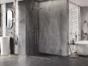 Mexen Lunar-B Duo výklopný sprchový kout 80 x 75 cm, čiré sklo, broušená ocel, 832-080L-075P-97-00