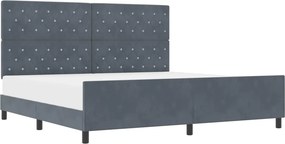 Postel s boxspringem s čelo Tmavě šedá 200 x 200 cm samet 3344898