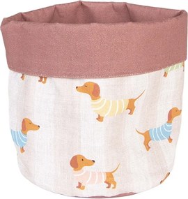 Béžový bavlněný košík na pečivo s jezevčíky Puppy Pullover - Ø 15*16 cm