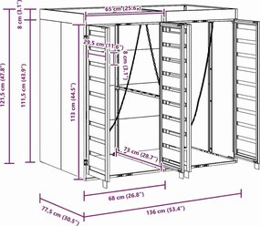 vidaXL Úložný box na 3 popelnice Antracit 340 x 77,5 x 115,5 cm Ocel [3394773]