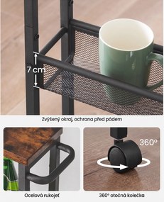 Pojízdný kuchyňský vozík Vasagle Compi 41 cm hnědý/černý