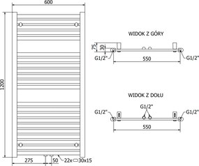 Mexen Hades, elektrické topné těleso 1200 x 600 mm, 600 W, zlatá lesklá, W104-1200-600-2600-50