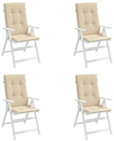 Podušky na židli vysoké opěradlo 4 ks béžové 120x50x3 cm textil