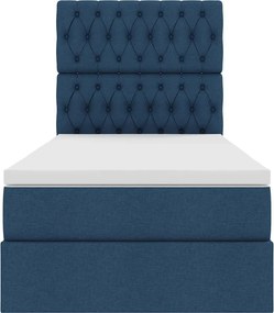 Postel s úložným prostorem a matrací Modrá 100 x 200 cm textil 3371828